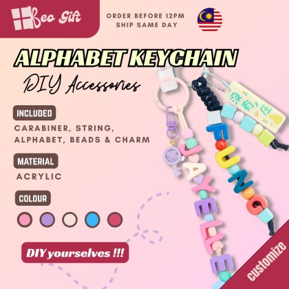 DIY Handmade Custom Name/ Alphabets Keychain , Acrylic Letter , Beads ...