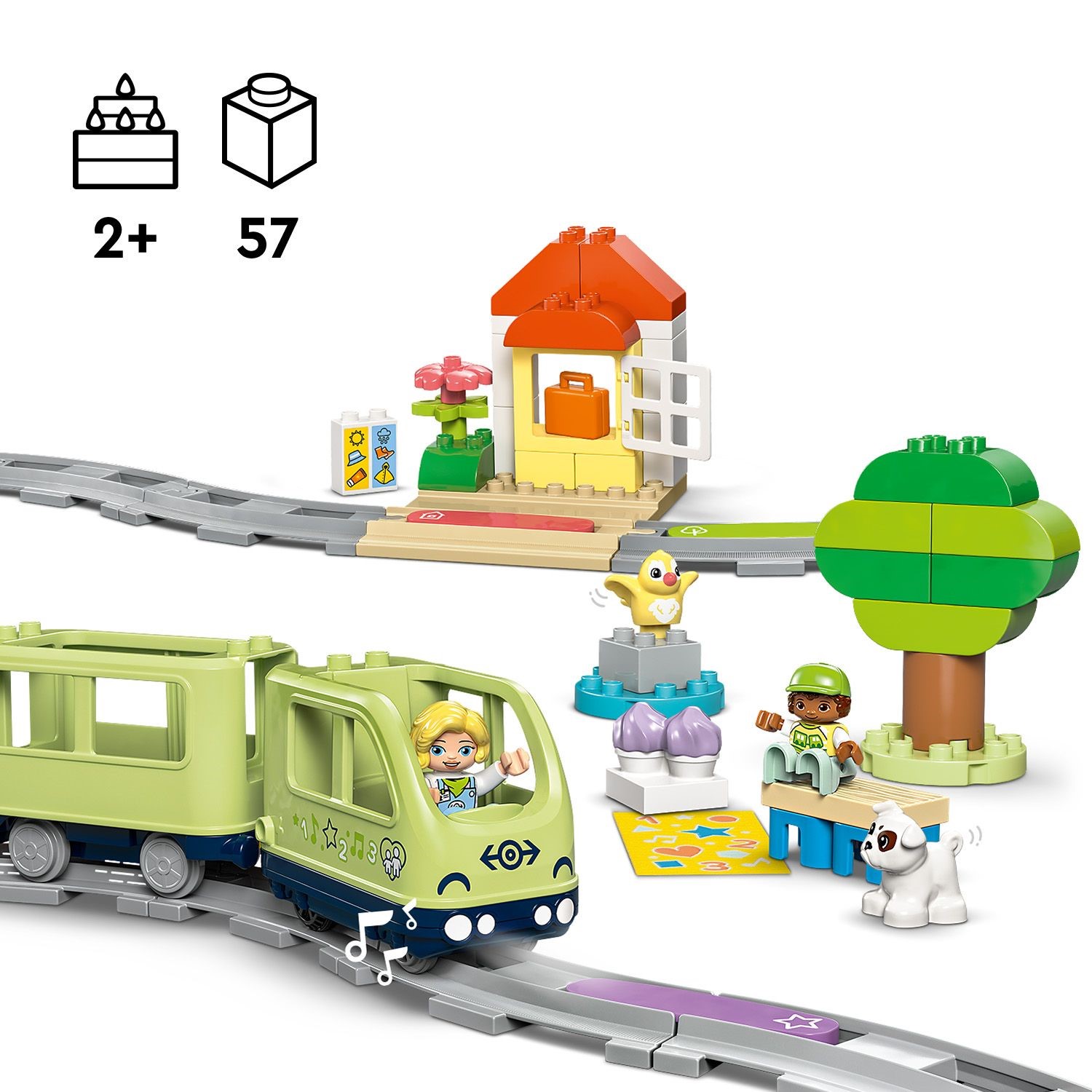 LEGO 10427 DUPLO Interactive Adventure Train Building Toy Set (57 Pieces)