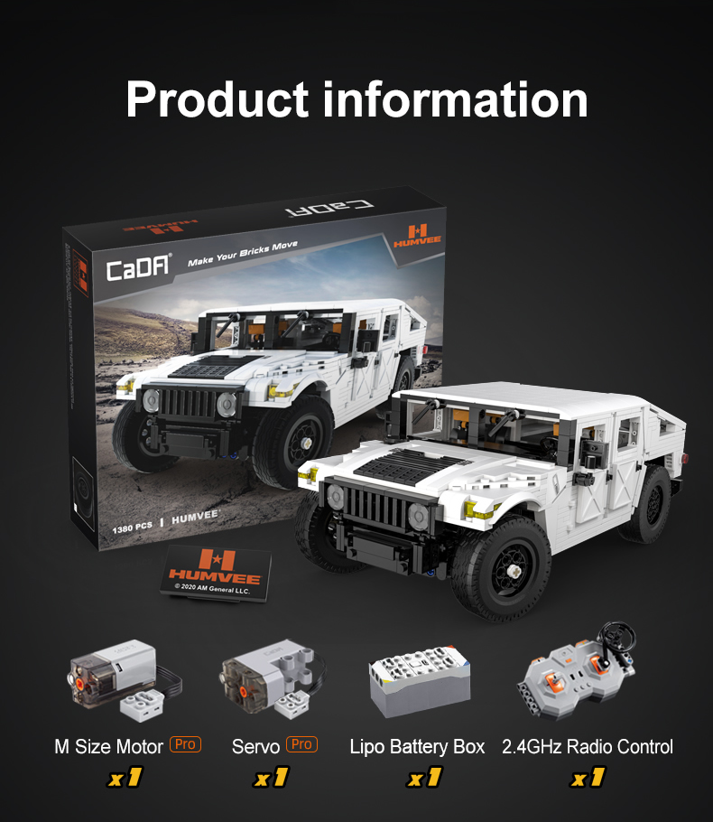 CaDA Humvee 1:12 C61027W Block Toy Set (1386 Pieces)
