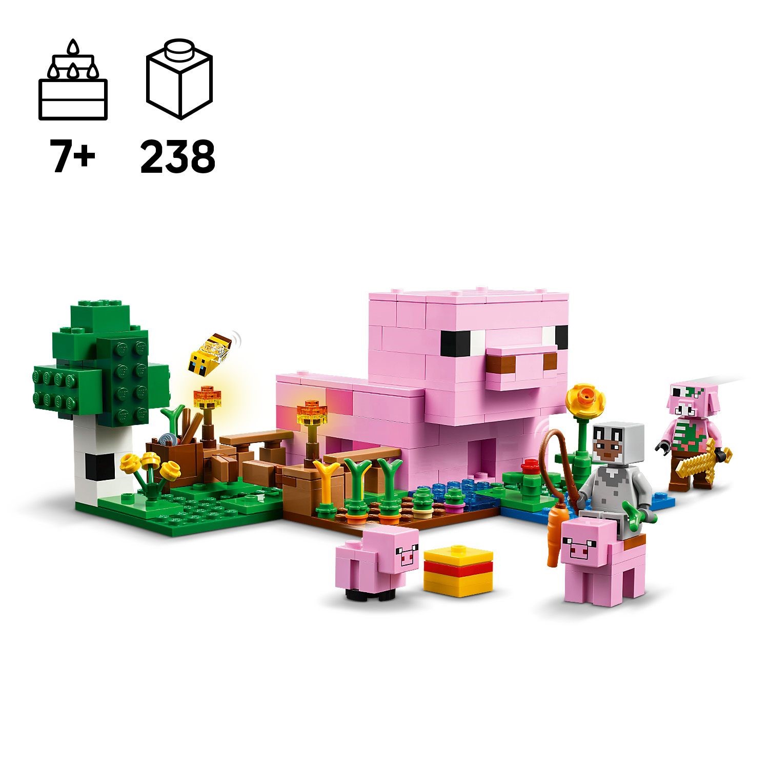 LEGO 21268 Minecraft The Baby Pig House Building Toy Set (238 Pieces)
