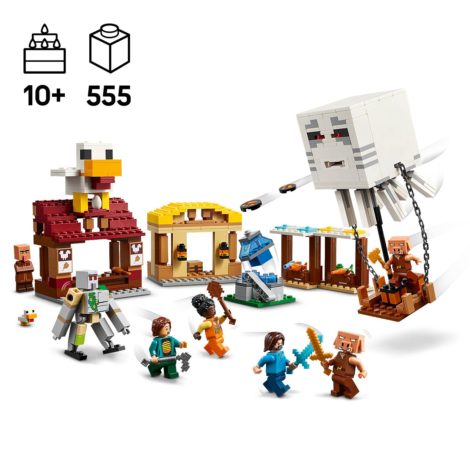 LEGO 21273 Minecraft The Ghast Balloon Village Attack Building Toy Set ...