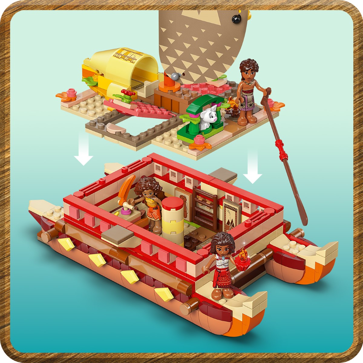 LEGO 43270 Disney Moana's Adventure Canoe Building Toy Set (529 Pieces)
