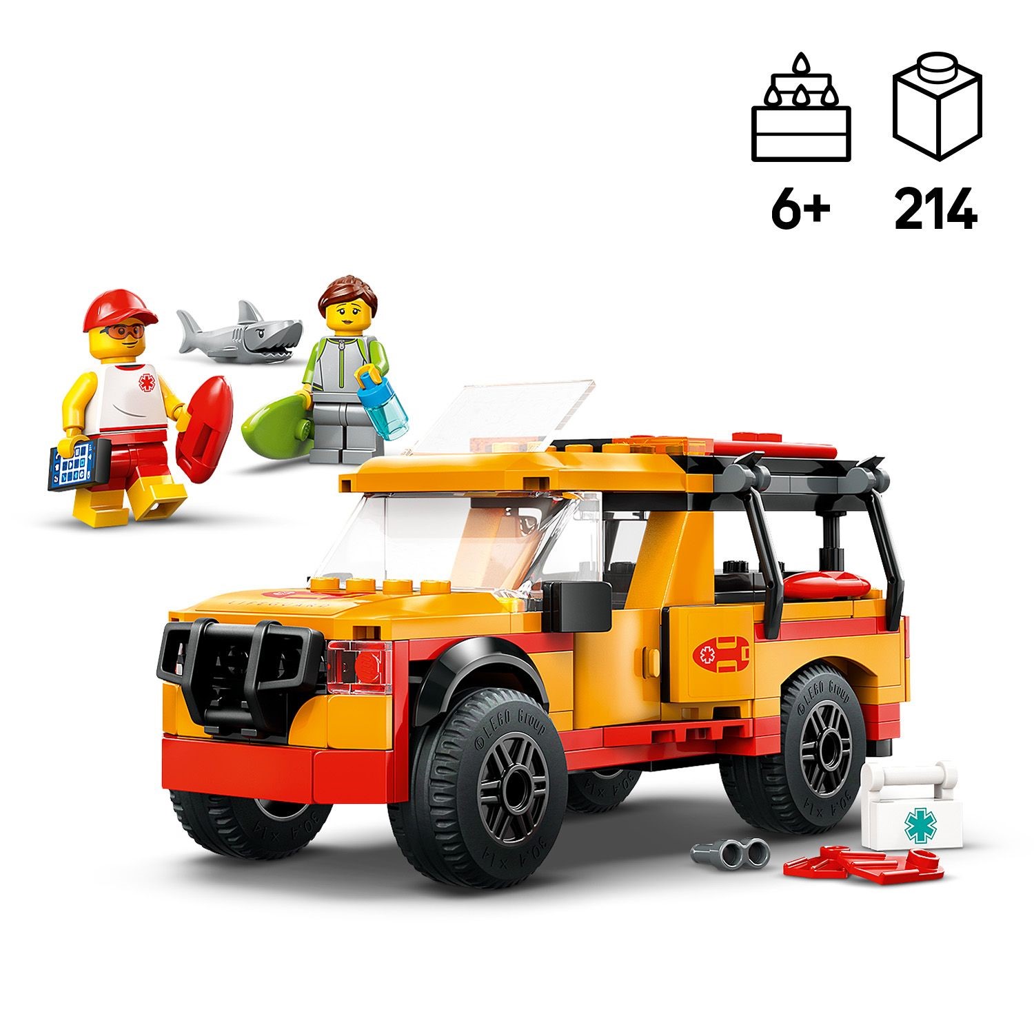 LEGO 60453 City Lifeguard Beach Rescue Truck Building Toy Set (214 Pieces)