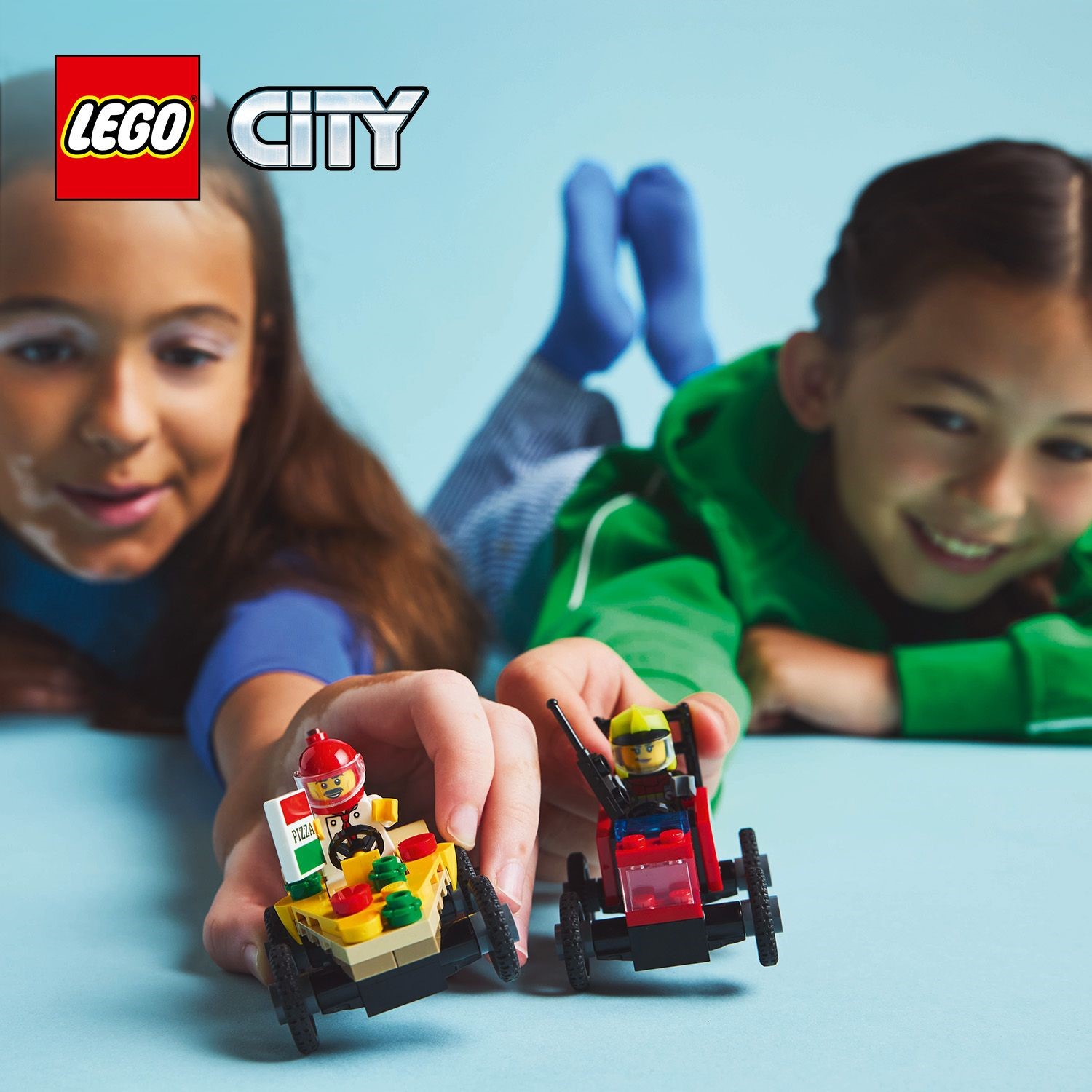 LEGO 60458 City Pizza vs. Fire Truck Race Car Pack Building Toy Set (70 ...