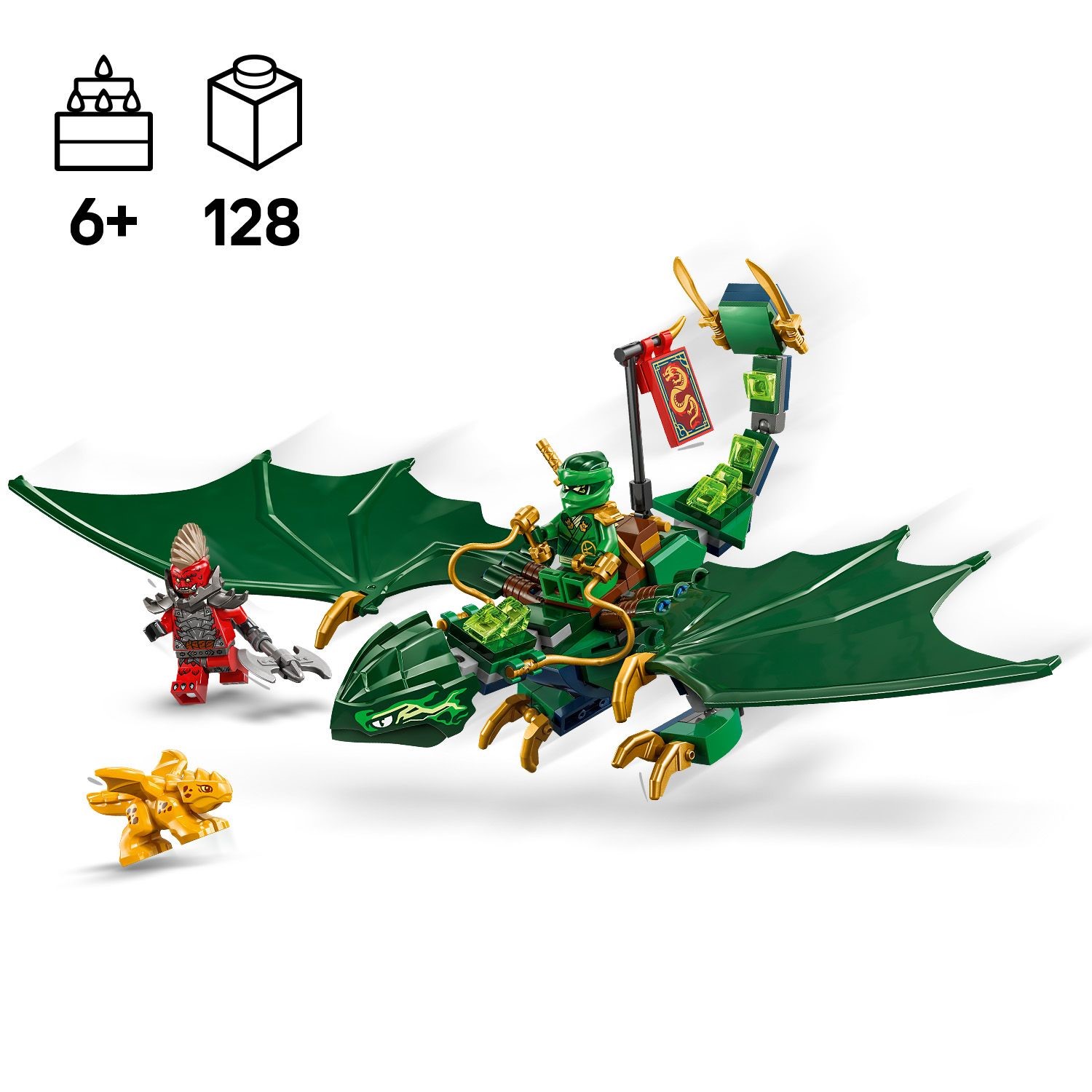LEGO 71829 Ninjago Lloyd's Green Forest Dragon Building Toy Set (128 ...