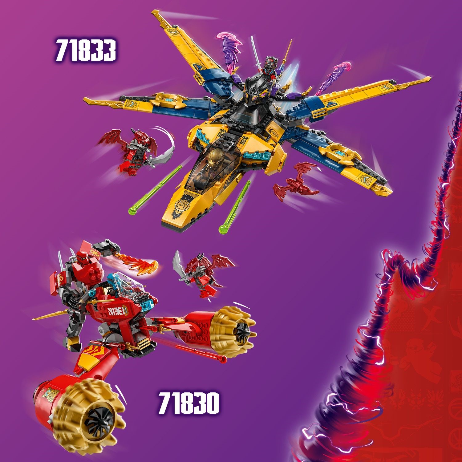 LEGO 71833 Ninjago Ras and Arin's Super Storm Jet Building Toy Set (510 ...