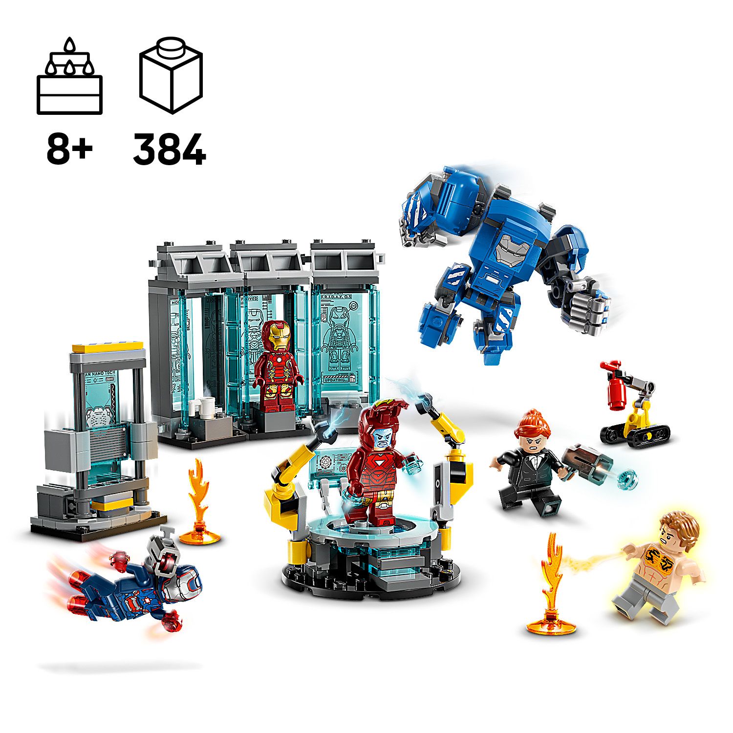 LEGO 76315 Marvel Super Heroes Iron Man's Laboratory: Hall of Armor ...