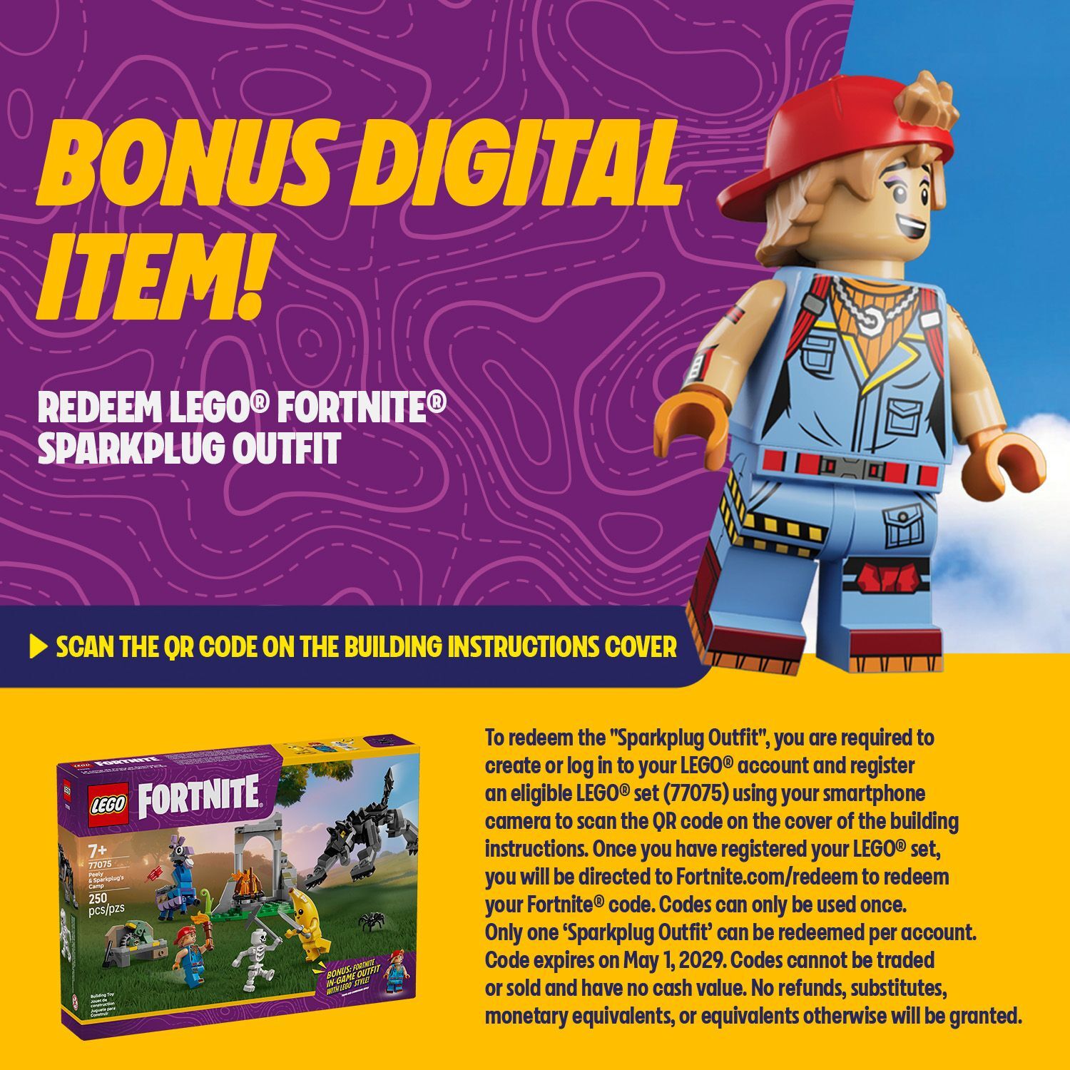 LEGO 77075 Fortnite Peely & Sparkplug's Camp Building Toy Set