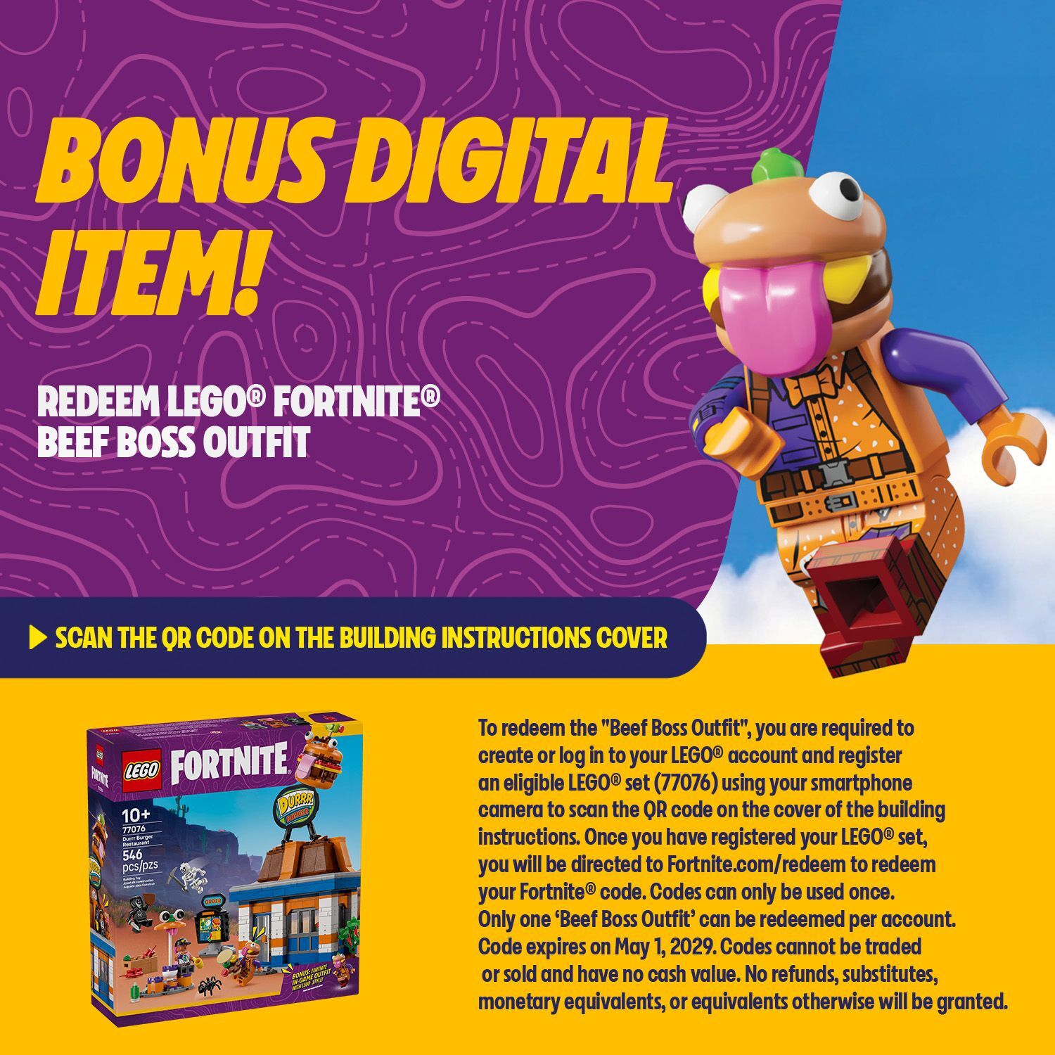 LEGO 77076 Fortnite Durrr Burger Restaurant Building Toy Set