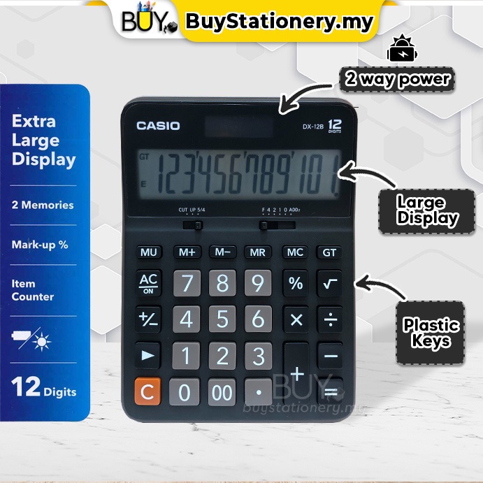 Casio Calculator DX 12B Kalkulator Counting Equipment - (1s/Pcs ...