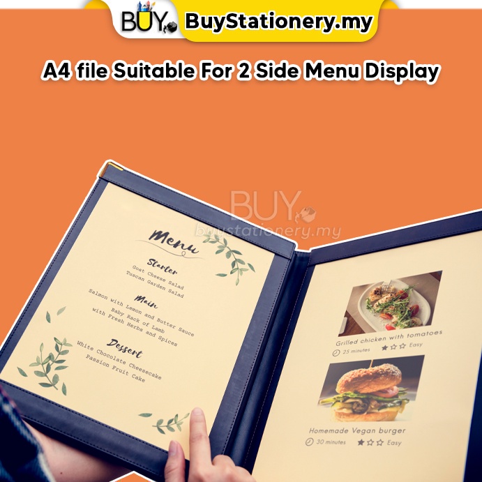 EMI A3 A4 Leather Menu File Folder Restaurant Food Catalogue Display ...