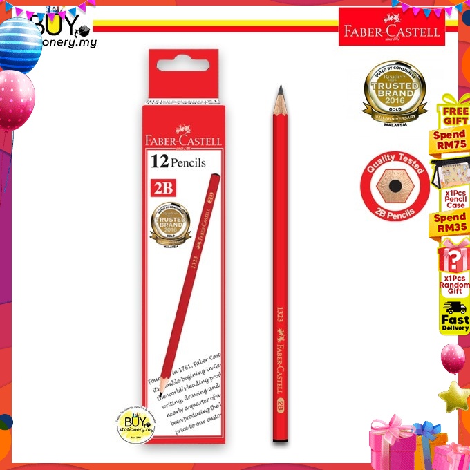 Faber Castell 2B Pencil (12s/DZ) - Pensel 2B Pensil Exam Writing Pencil ...