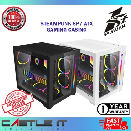 1st Player SP7 ATX Tempered Glass Gaming Case Steampunk Design with ...