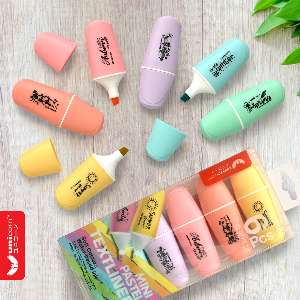 Unicorn Mini Pastel Highlighter Textliner Assorted 6's UTL-508EC Pen ...