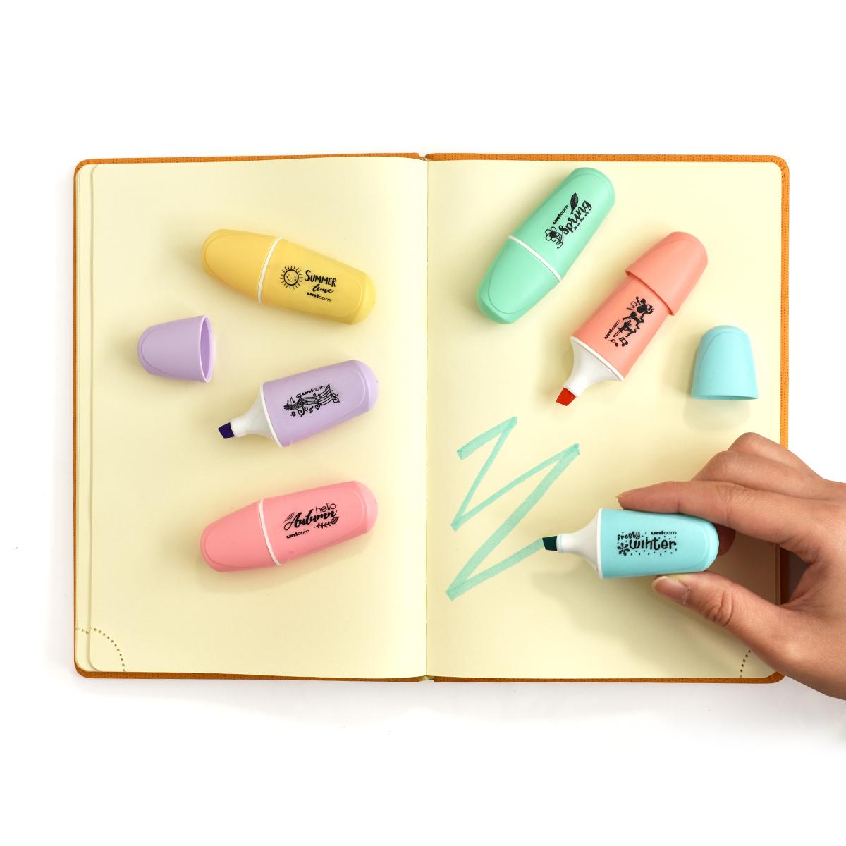 Unicorn Mini Pastel Highlighter Textliner Assorted 6's UTL-508EC Pen ...