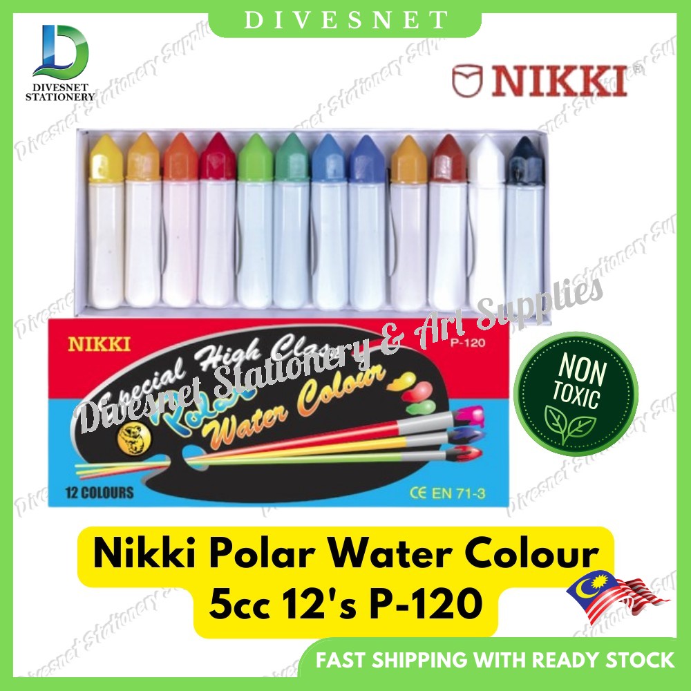 Nikki Polar Water Colour Watercolour 5cc 12's Divesnet P-120 Warna Air 水彩色