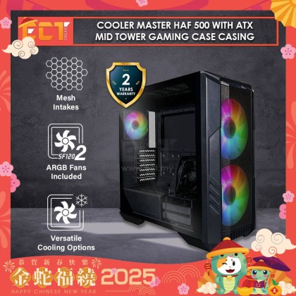 Cooler Master HAF 500 with ATX Mid Tower Gaming Case Casing (Black ...