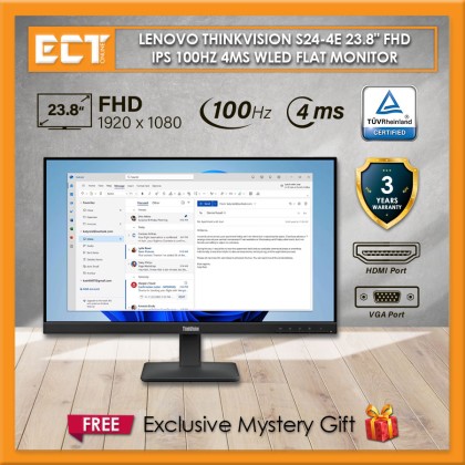 Lenovo ThinkVision S24-4E 23.8" FHD (1920 x 1080) IPS 100Hz 4ms WLED ...