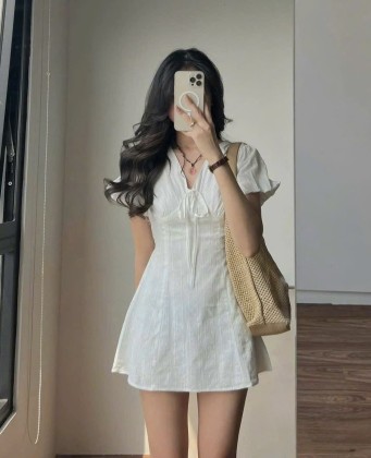 Aura White Cotton Dress | FASH GRACE