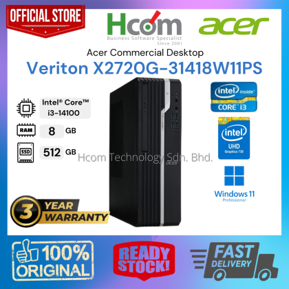 Acer Commercial Desktop Veriton X2720G-31418PS W11PS Core I3-14100 ...