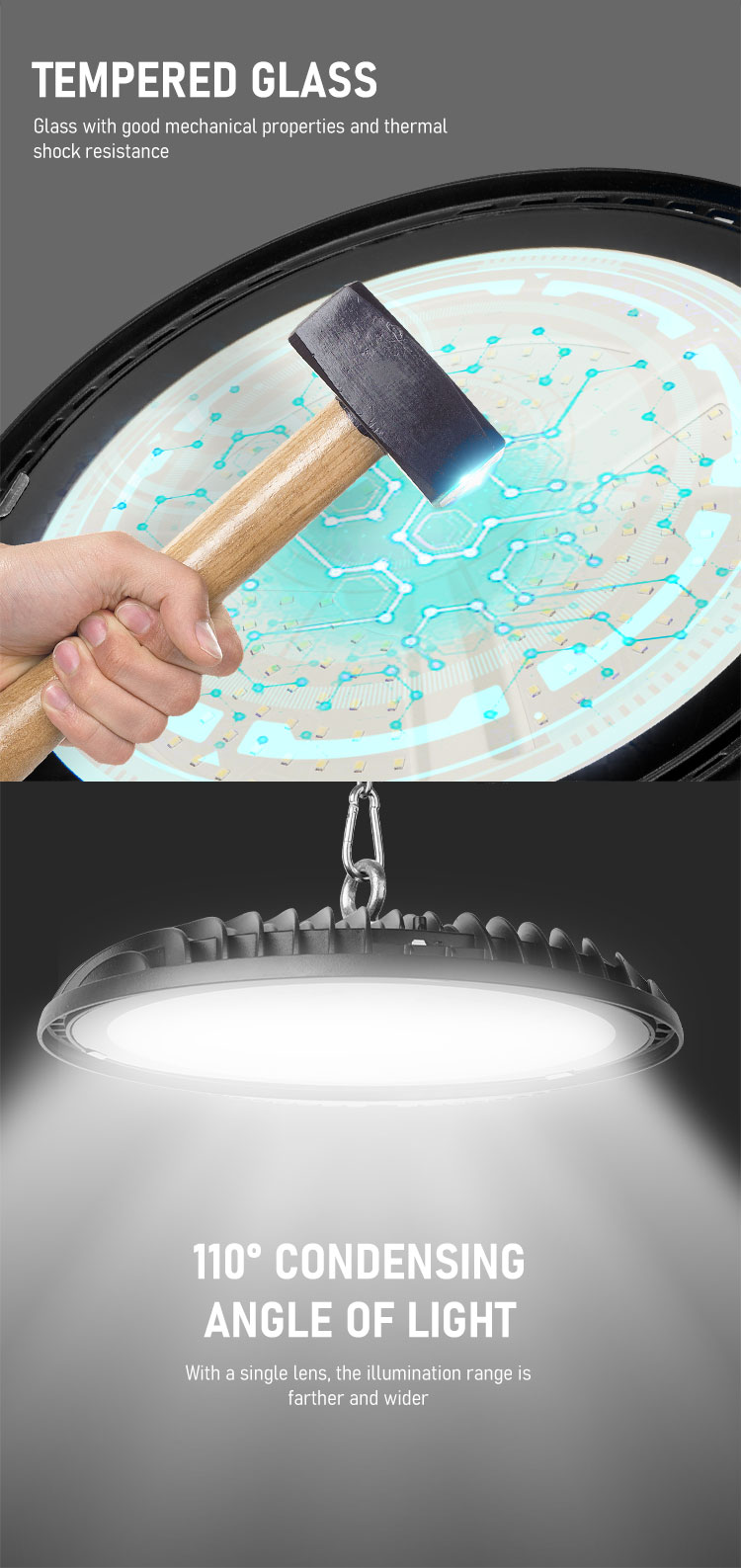 AKKO STAR industrial ufo led high bay light 100W aluminum IP65 ...