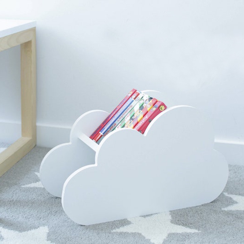 Cloud shape bookcase children story books storage case tabletop space ...