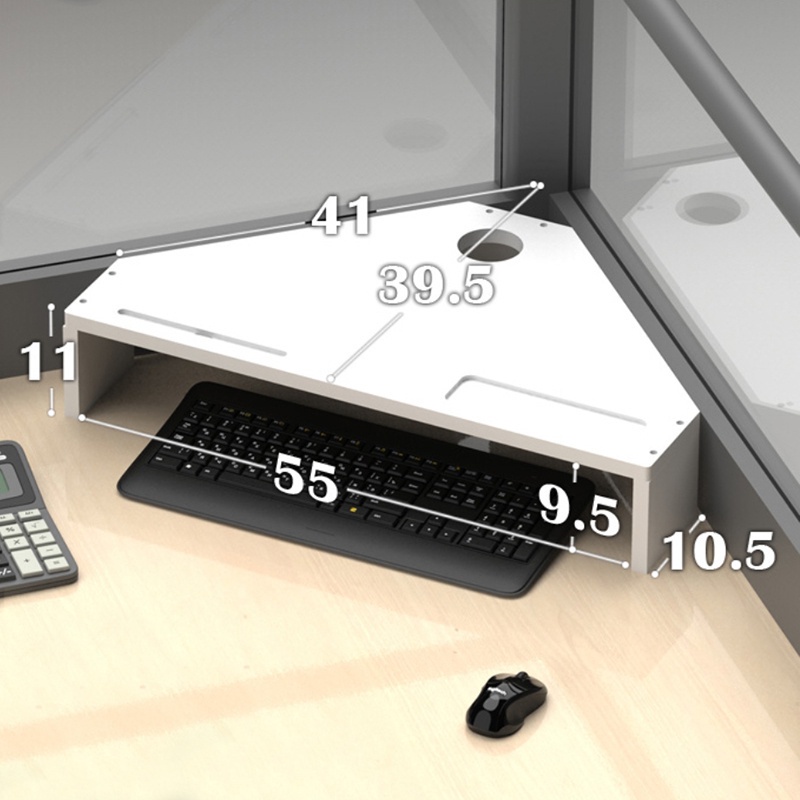 Desktop Corner Computer Monitor Height Stand Rack With Storage Space Tabletop Office Supplies