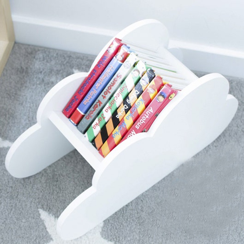Cloud shape bookcase children story books storage case tabletop space ...