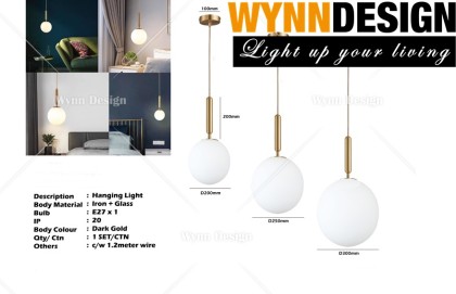 Wynn Design Hanging Lamp Gold Copper Brass Wall Lamp Designer Series ...