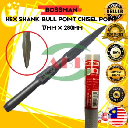 BOSSMAN HEX SHANK BULL POINT CHISEL POINT 17MM X 280MM | ANG BENG KUNG ...