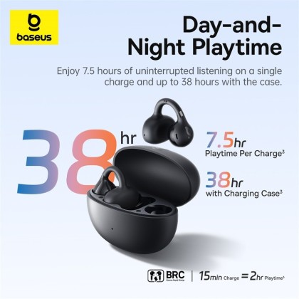 Baseus BC1 Ear Clip Earbuds Open Ear Wireless Earphones Bluetooth 6.0 4 ...