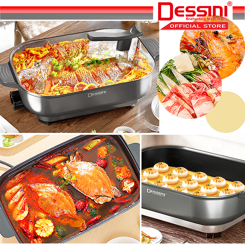 DESSINI ITALY Electric Cooker Steamboat Hot Pot Casserole Non Stick ...