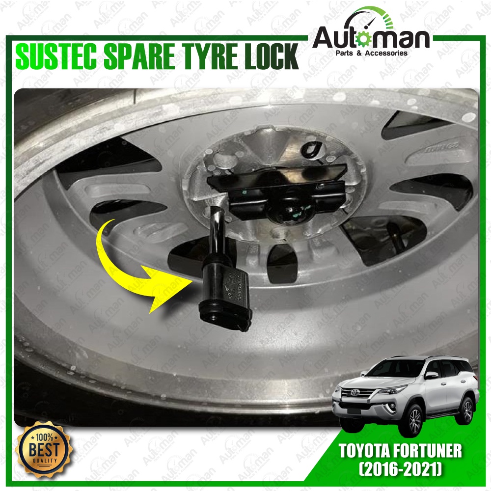 SUSTEC Toyota Fortuner 2016 2021 Spare Tire Wheel Lock Anti Theft Tayar Kunci Tyre Lock AUTOMAN PARTS ACCESORIES 003013366 U