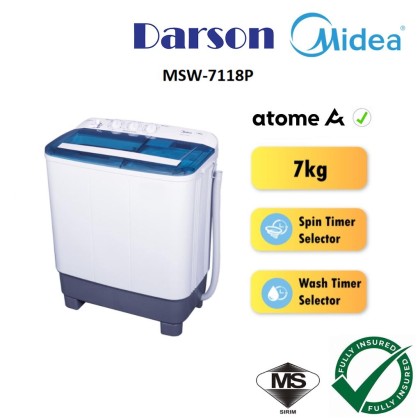 Midea Semi Auto Washing Machine Twin Tub Washer 7KG Mesin Basuh Manual ...