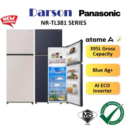 Panasonic Refrigerator 2 Door Inverter 395L Fridge Peti Sejuk Peti Ais ...