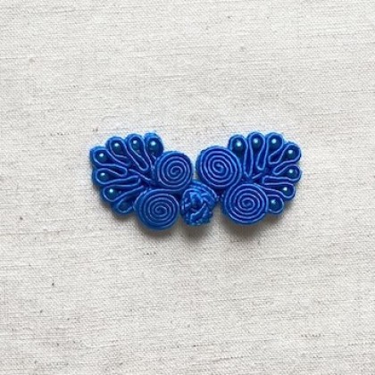 Chinese Frog Fastener with Beads (Blue) | Fabric Fanatics