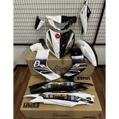 MAGIC BOY LC135 V1 JUPITER 1 MX WHIITE HAFT BLACK DESIGN BODY COVER KIT ...