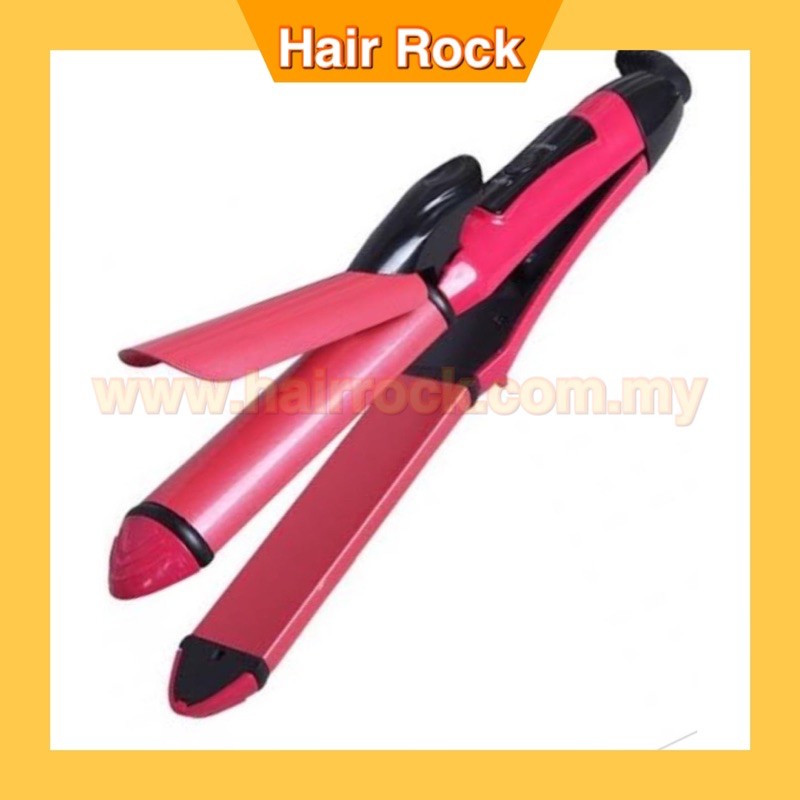 2 in 1 Professional Solid Ceramic Hair Straightener Hair Curler Curling ...