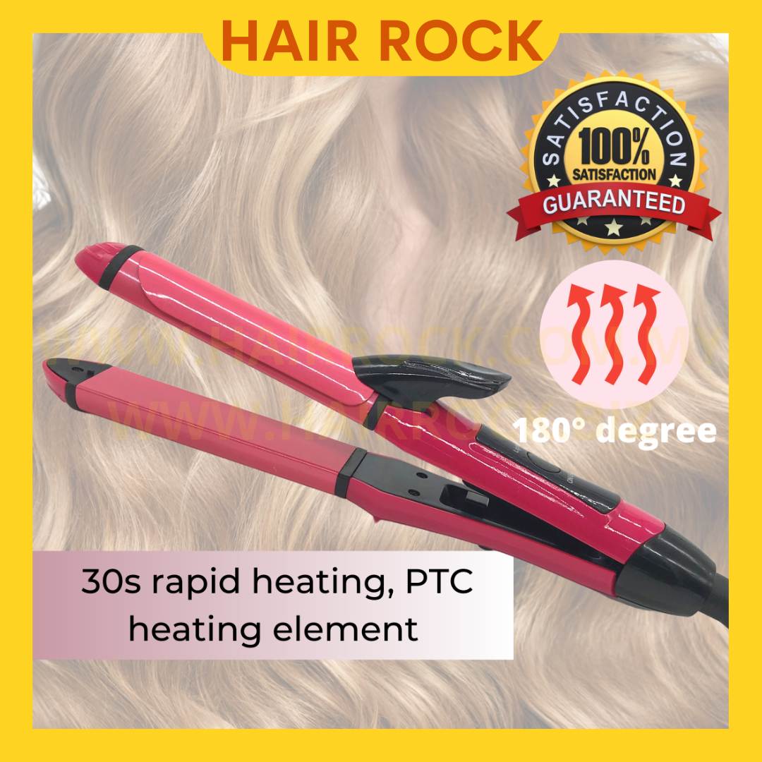 2 in 1 Professional Solid Ceramic Hair Straightener Hair Curler Curling ...