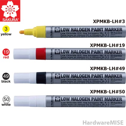 Sakura Low Halogen Paint Marker Yellow Red Black White Low Chloride ...
