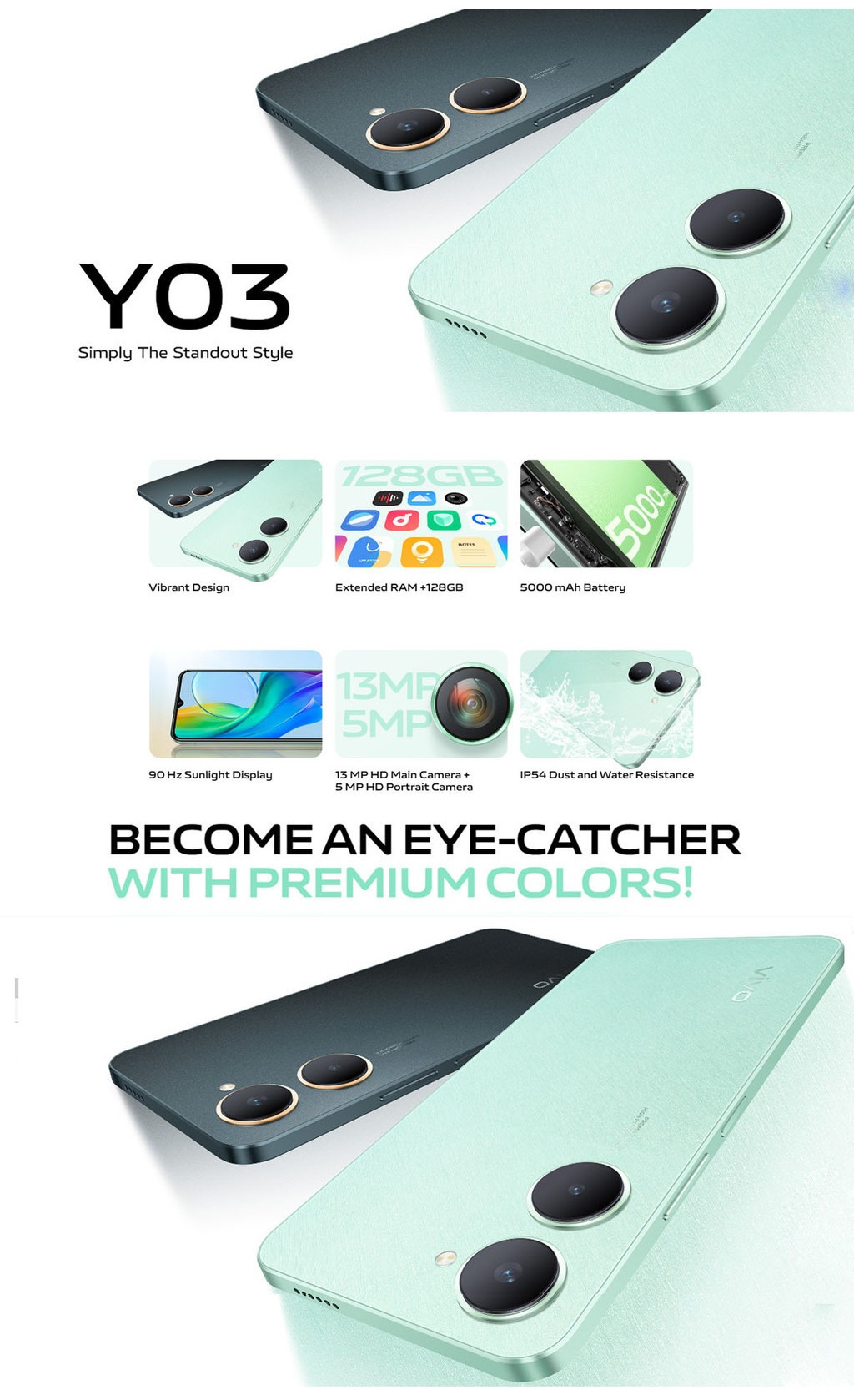 Vivo Y03 Smartphone | Mediatek Helio G85 | 6.56" IPS LCD Display | 13MP ...