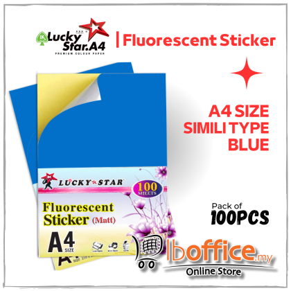 A4 Luckystar Fluorescent Simili Sticker - 100sheets - Blue | lboffice ...