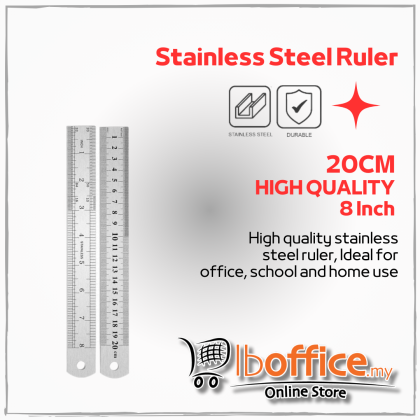 Stainless Steel Ruler - 8-Inch (20cm) | lboffice online store | we are ...