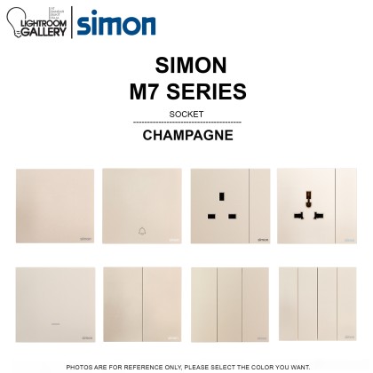 Simon M7 Series Ultra Thin Full Flat Perfect Square Switch Champagne | LIGHTROOM GALLERY SDN BHD