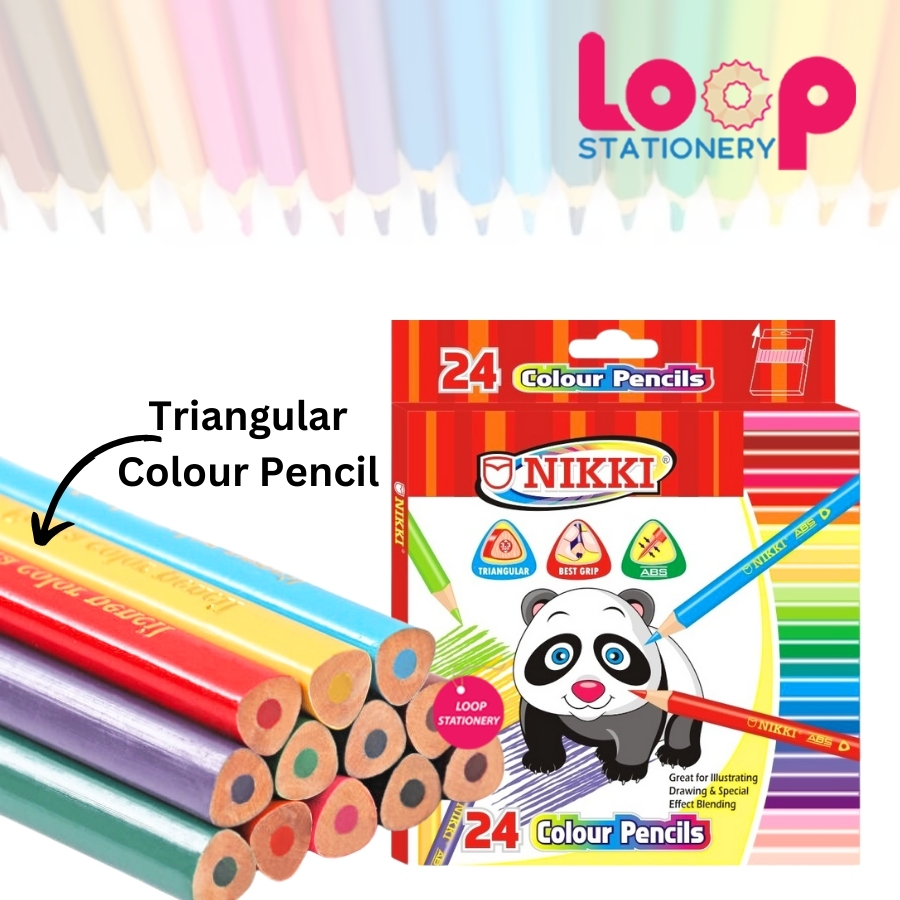 Nikki Triangular Colour Pencil 12/24 Colour Pensil