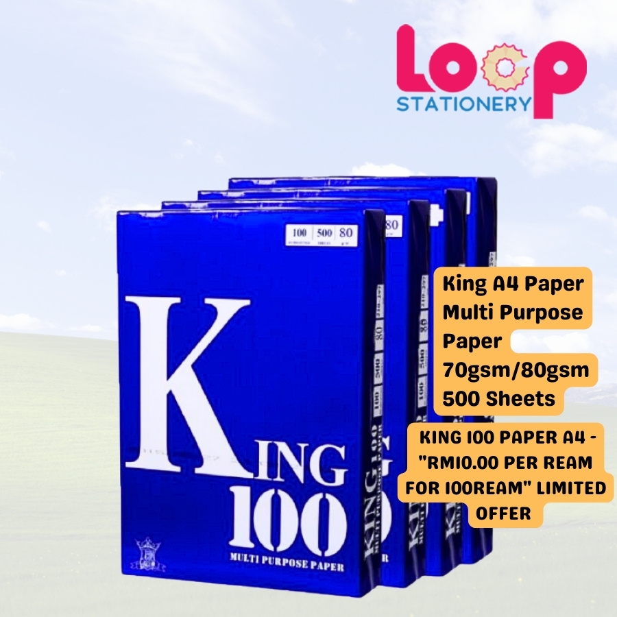 King 100 A4 Multi Purpose Paper 70gsm/80gsm 500Sheets