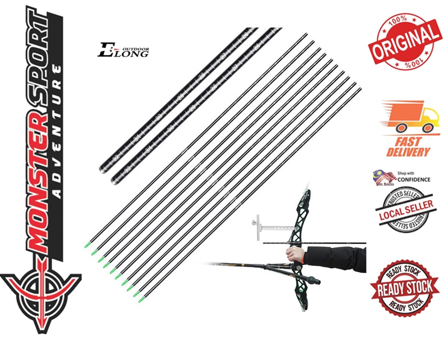 Elong Outdoor Draw Length Measuring Arrow | Monster Archery Kajang ...