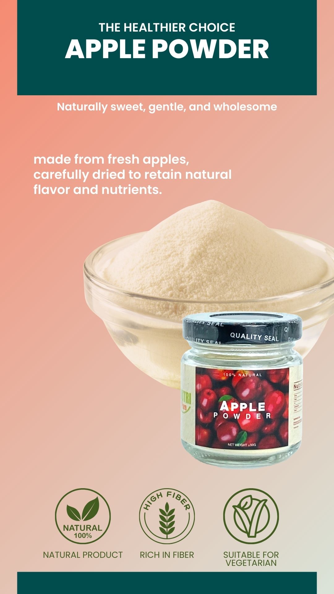 Freeze Dried Dehydrated 100% Natural Food Powder - Apple (Fruits ...