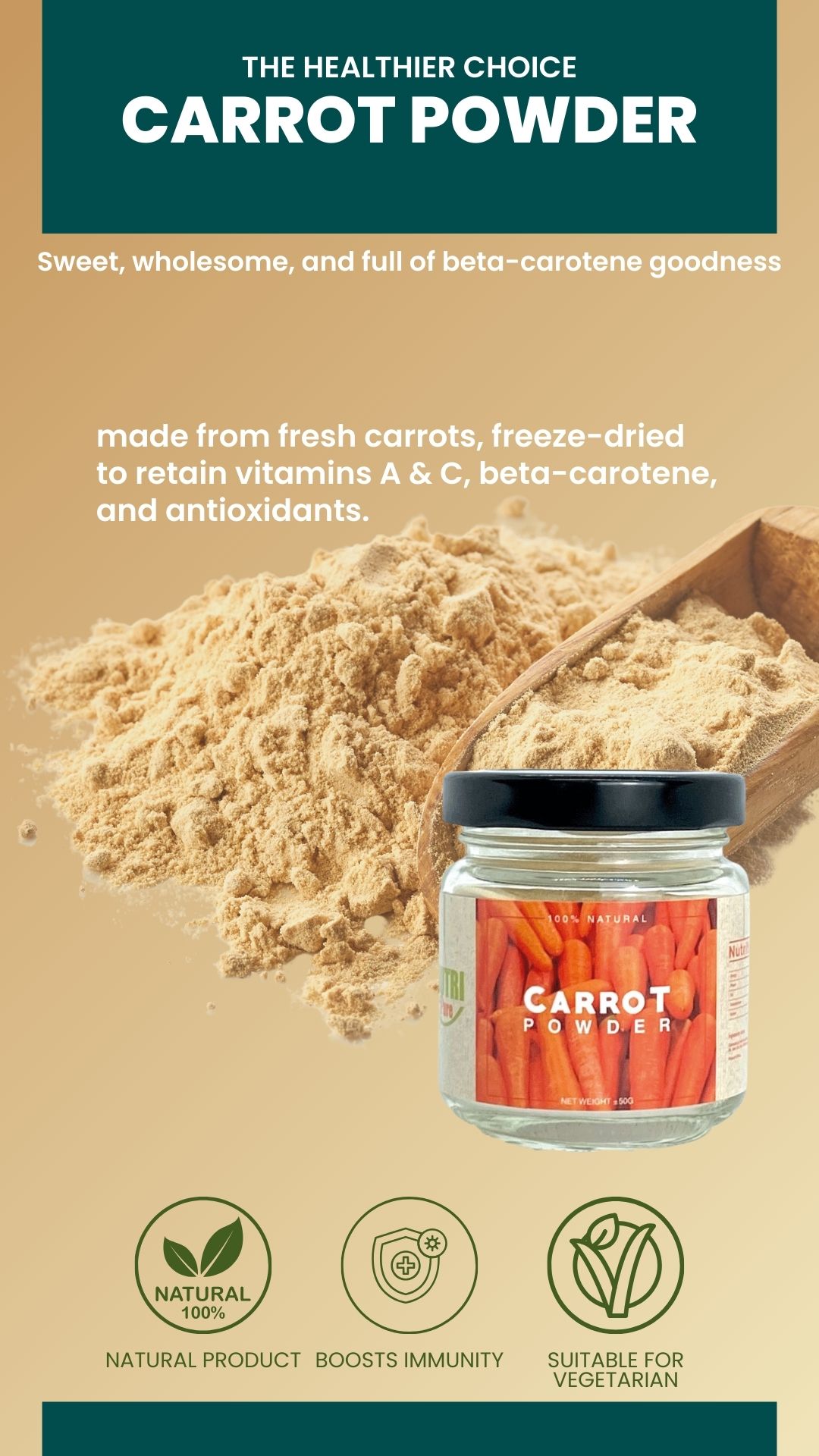 Air Dried Dehydrated 100% Natural Food Powder - Carrot (Vegetable ...