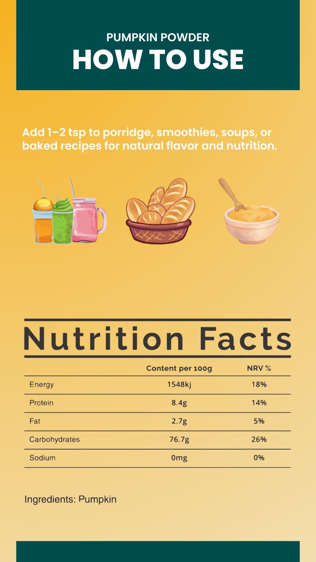 Dehydrated 100% Natural Food Powder - Pumpkin Powder | Malaysia's ...